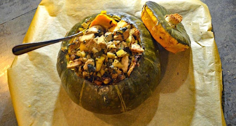 Vegan Roasted, Stuffed Kabocha Squash