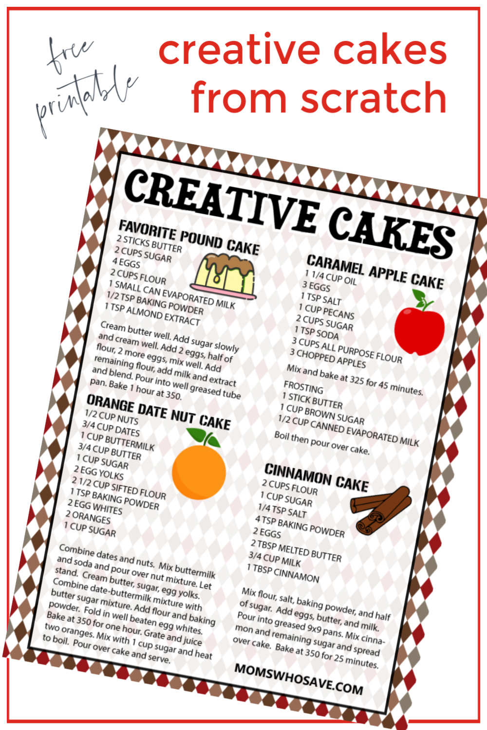 4 Creative Cakes From Scratch Free Printable