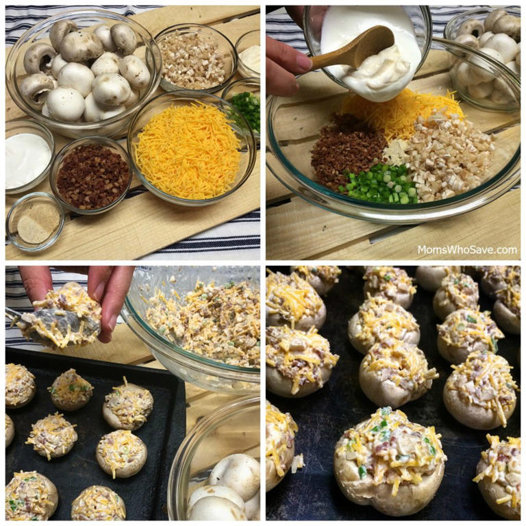 Savory & delicious bacon cheddar stuffed mushrooms (+ vegetarian option)