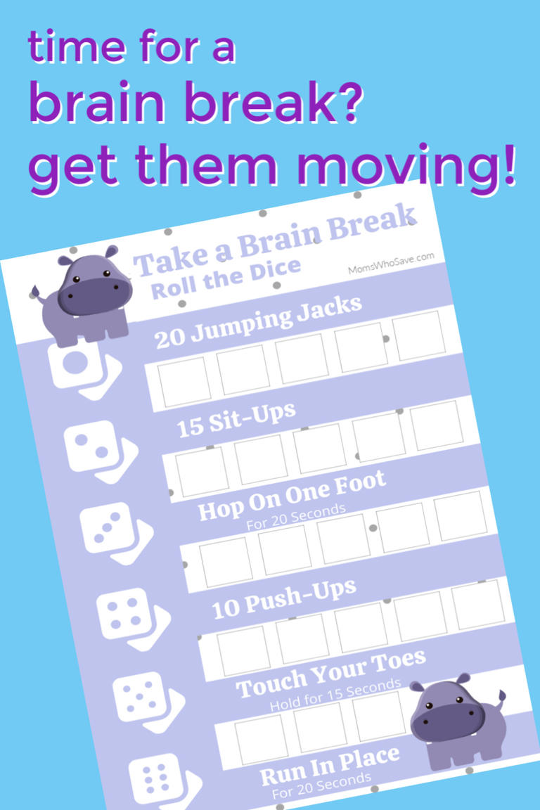 Energizing Brain Breaks for Kids + a Free Printable