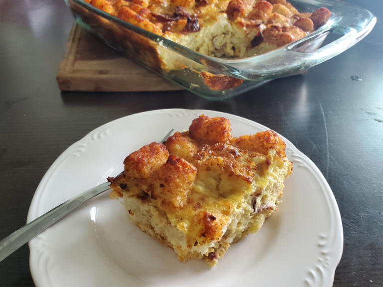 Tater tot breakfast casserole is the ultimate morning comfort food