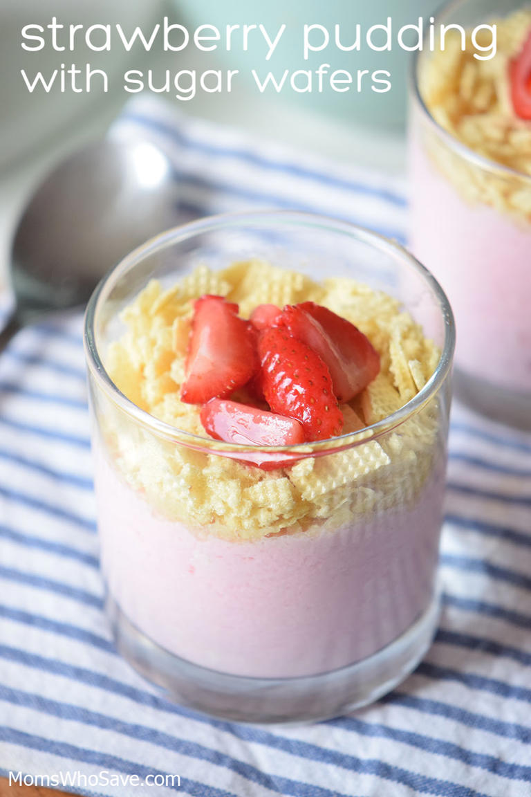 Rich & Creamy Homemade Strawberry Pudding With Sugar Wafers