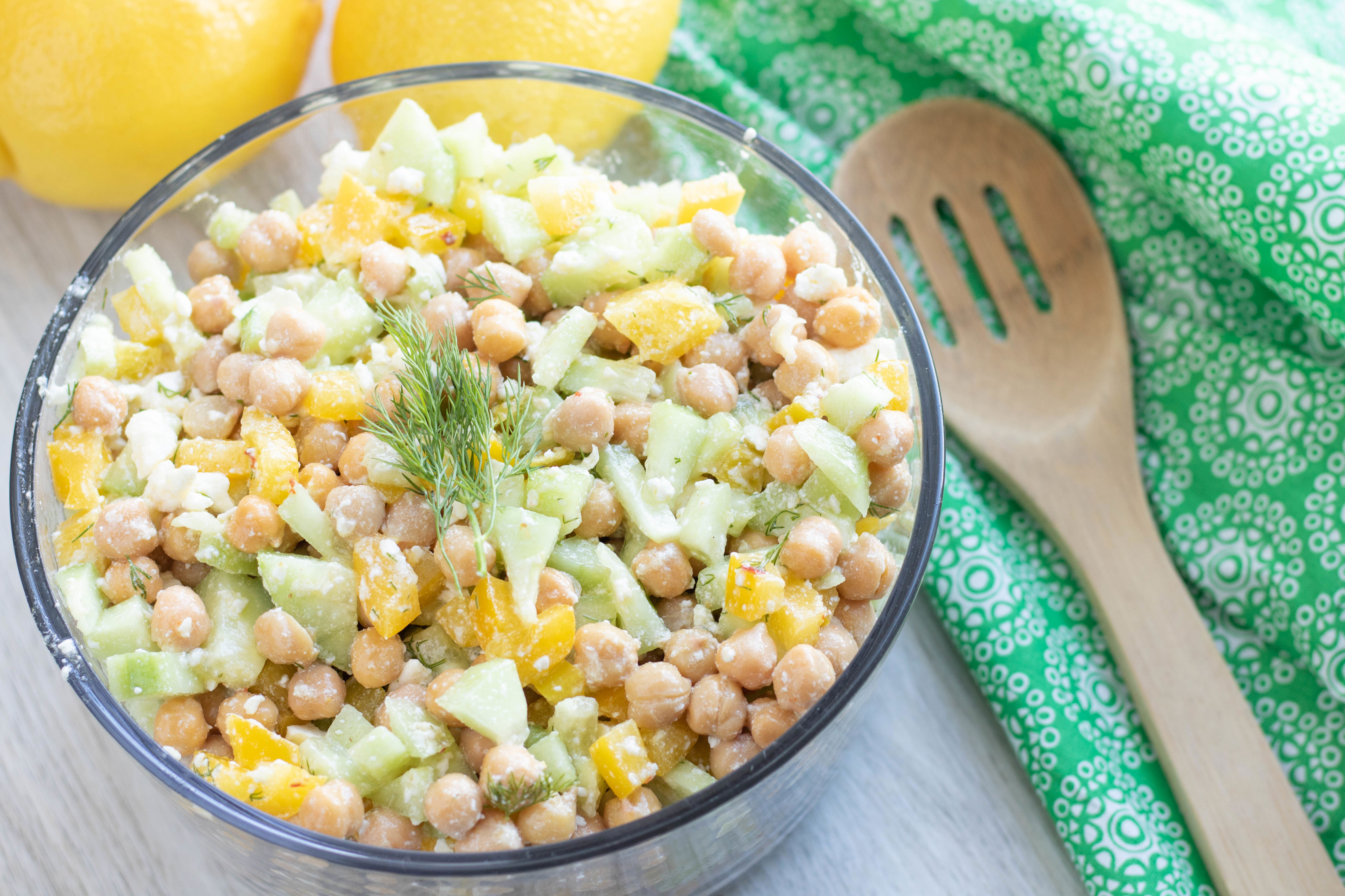 Cucumber Chickpea Salad with Lemon Dill Dressing