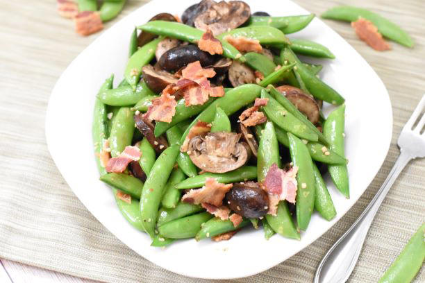Roasted Snow Peas & Mushrooms