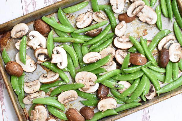 Roasted Snow Peas & Mushrooms