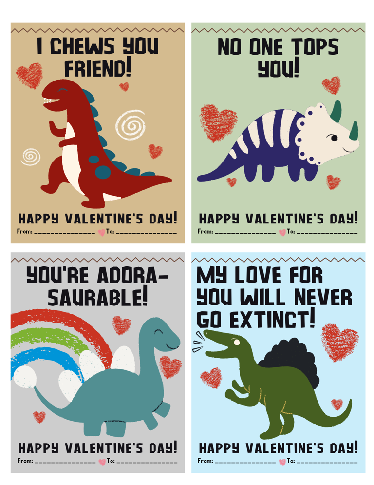 Dino-mite free printable dinosaur valentines