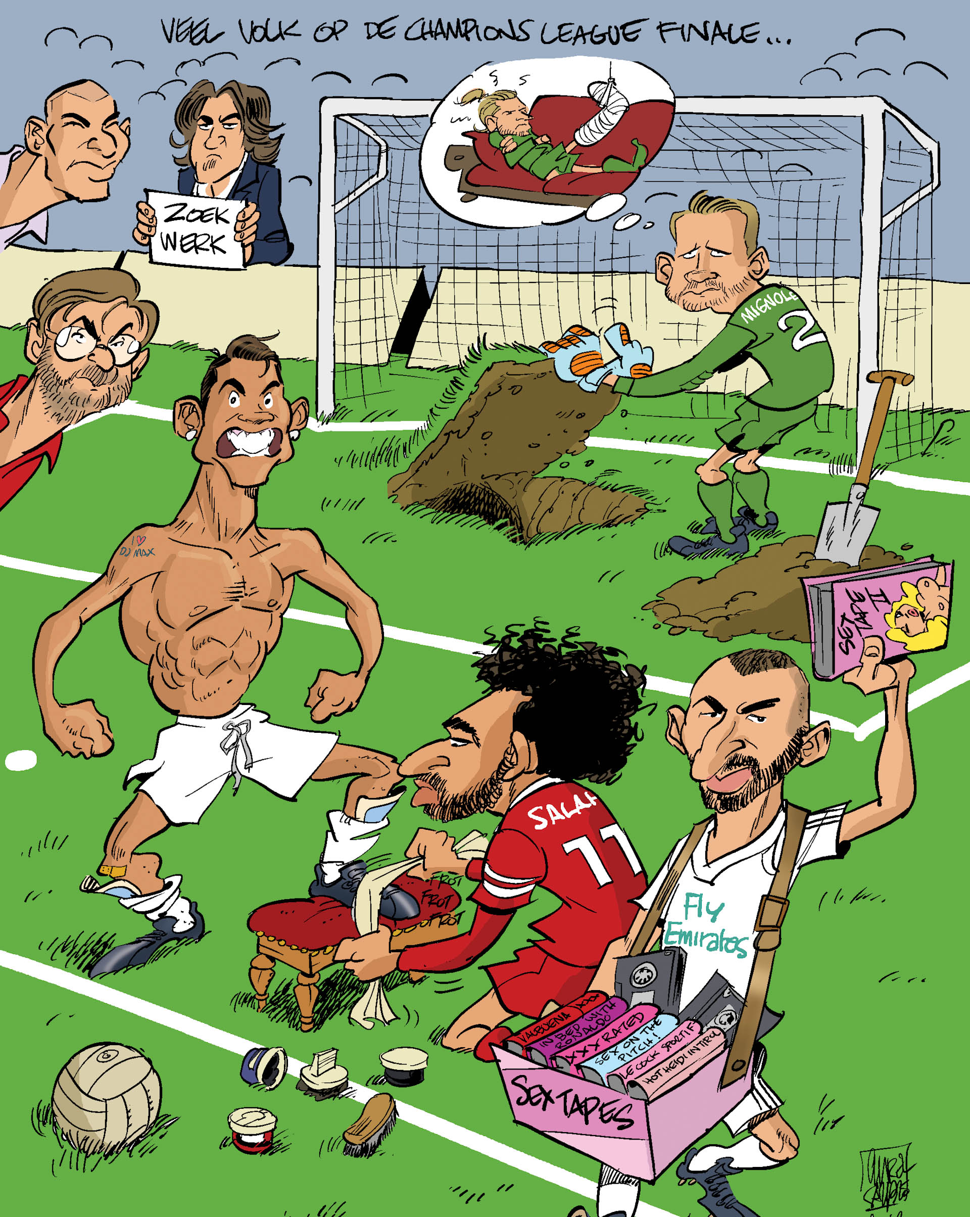 Pijnlijk realistische cartoon