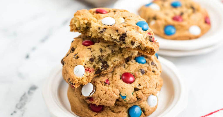 Giant M&M Cookies - Soft & Chewy