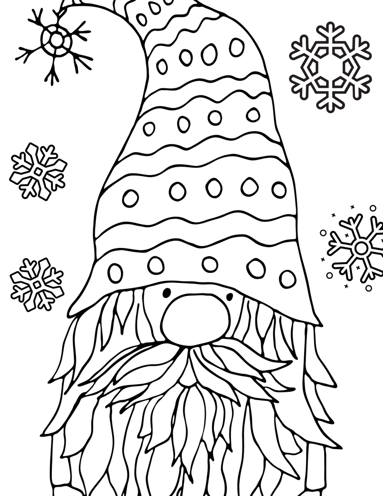 6 Free Printable Winter Gnomes Coloring Pages