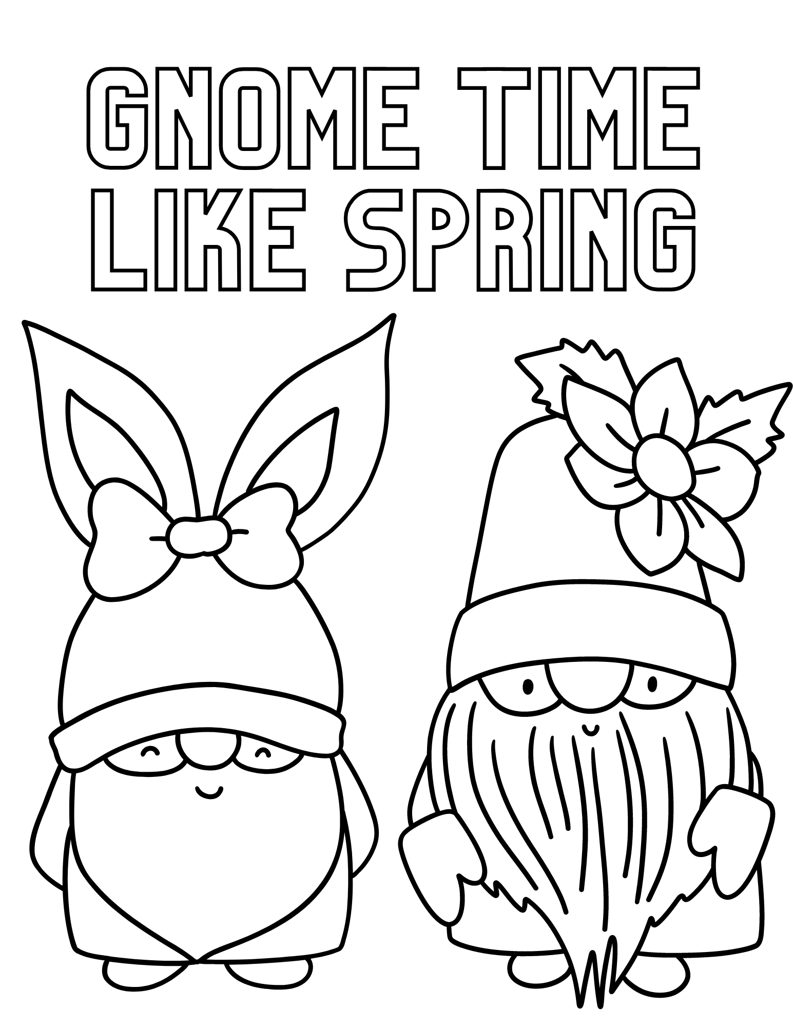 10 Spring Gnomes Coloring Pages