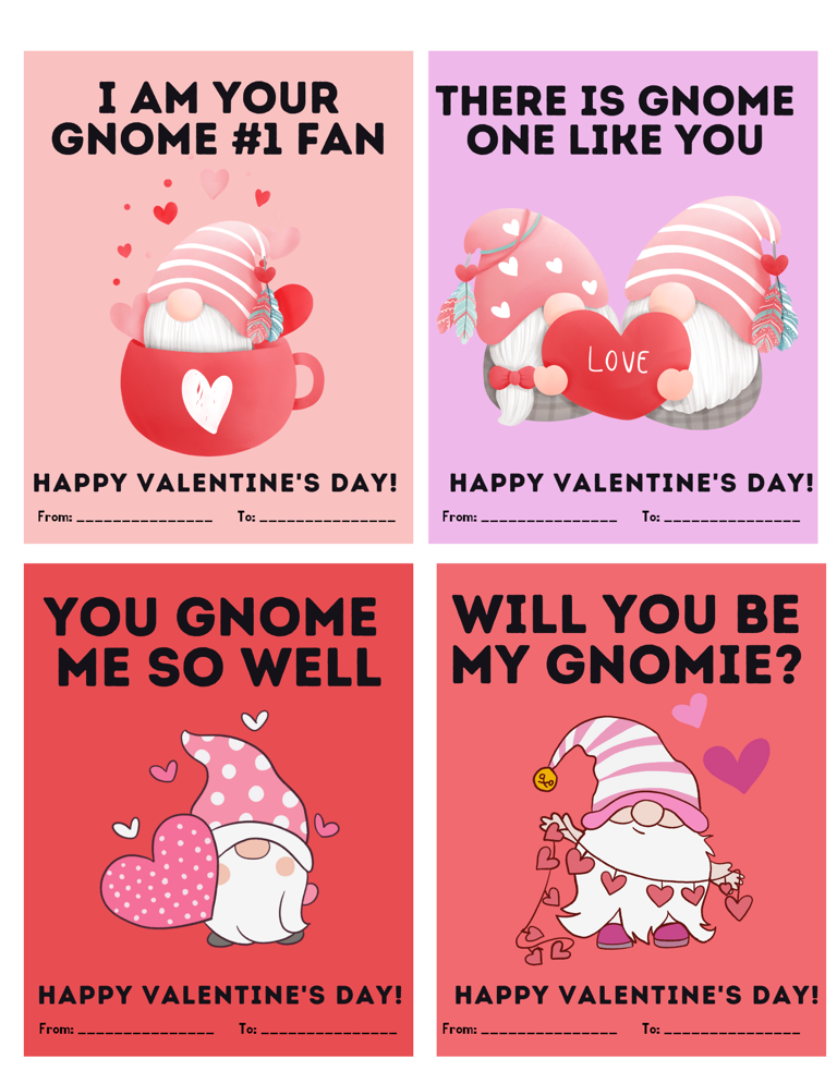 Free printable gnome valentines for your gnomies