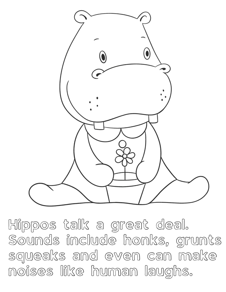 6 Cute Hippo Coloring Pages