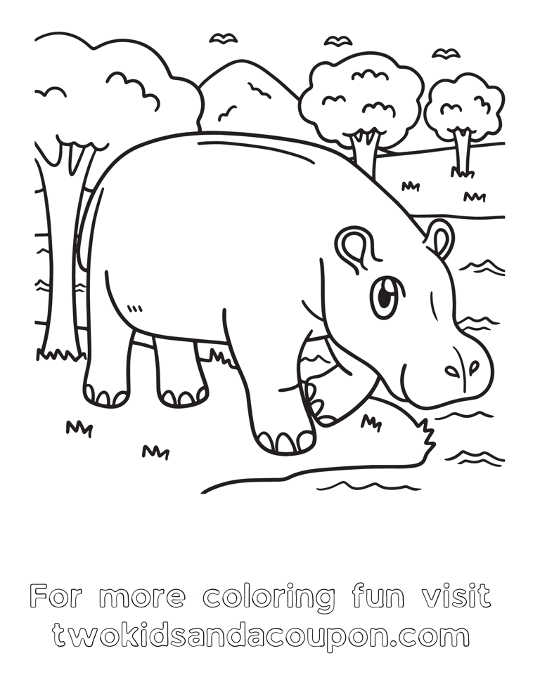 6 Cute Hippo Coloring Pages