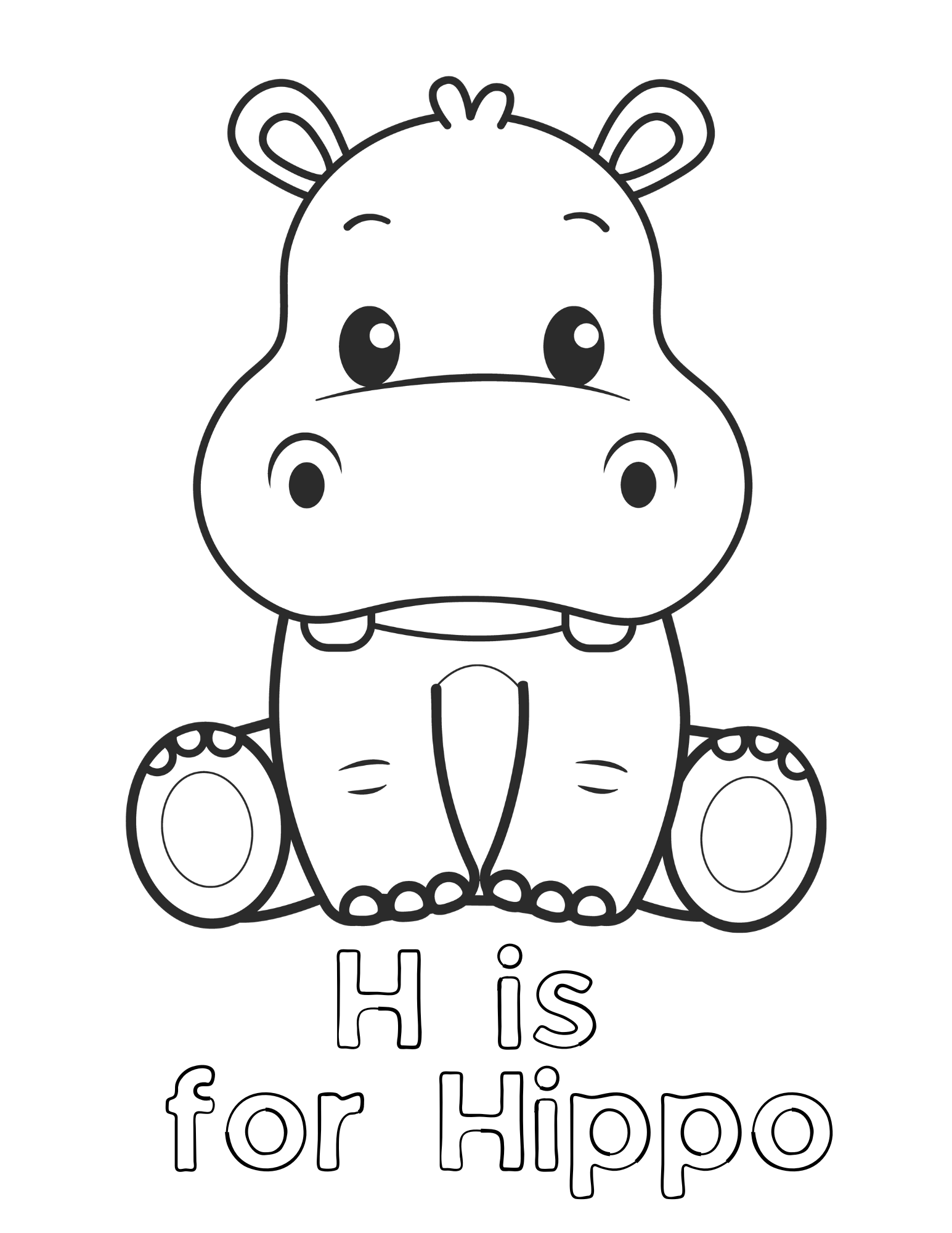 6 Cute Hippo Coloring Pages