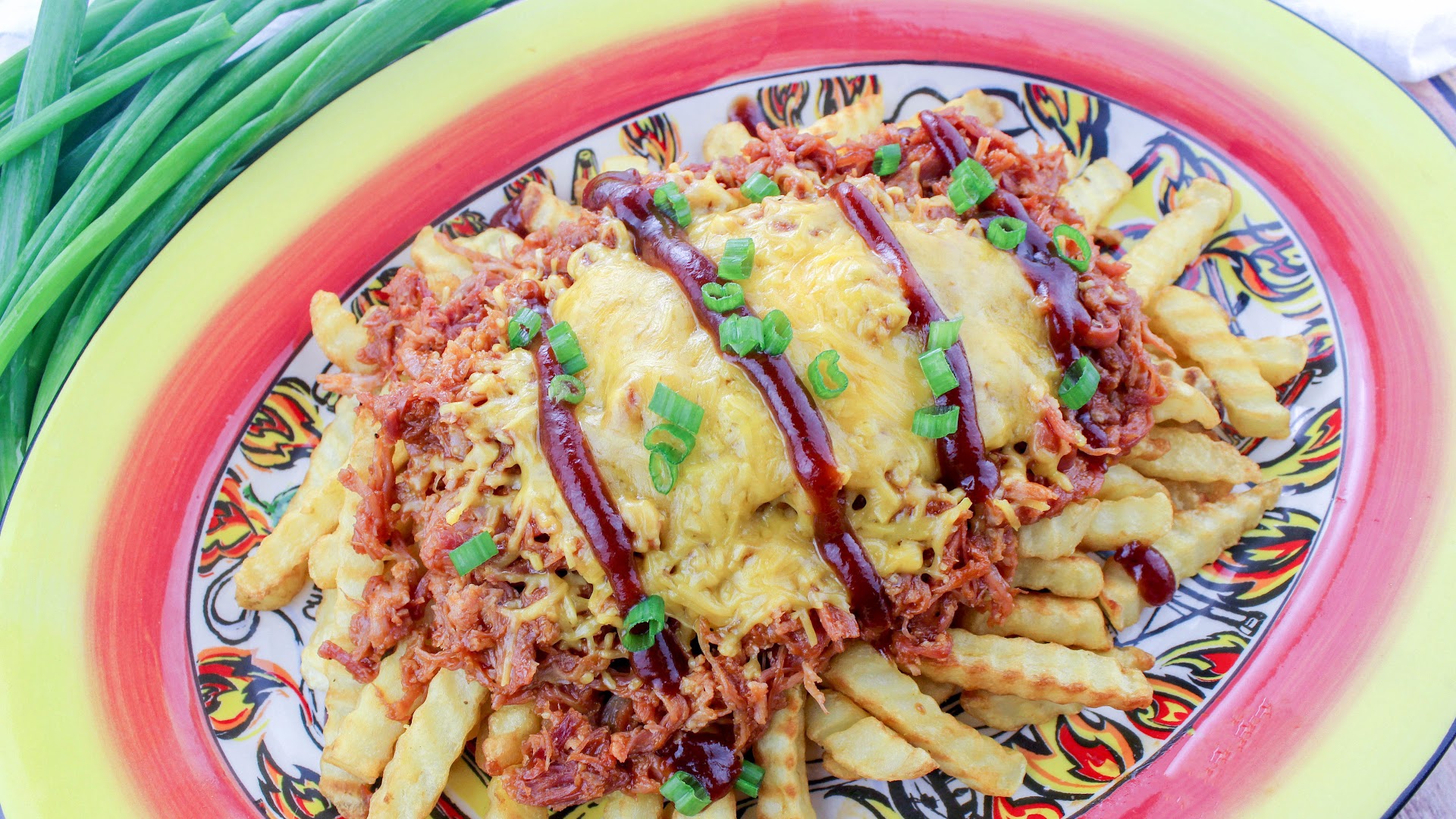 Crispy Salted Crinkle Cut French Fries Smothered In Pulled Pork With ...