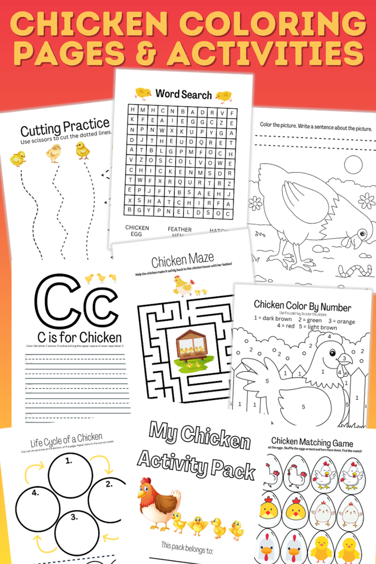 Free Chicken Coloring Pages and Activities