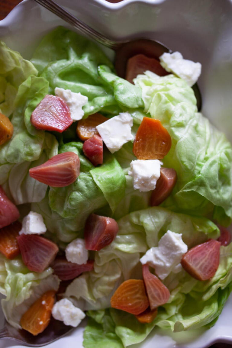 Roasted Beets, Boston Lettuce, And Feta Cheese