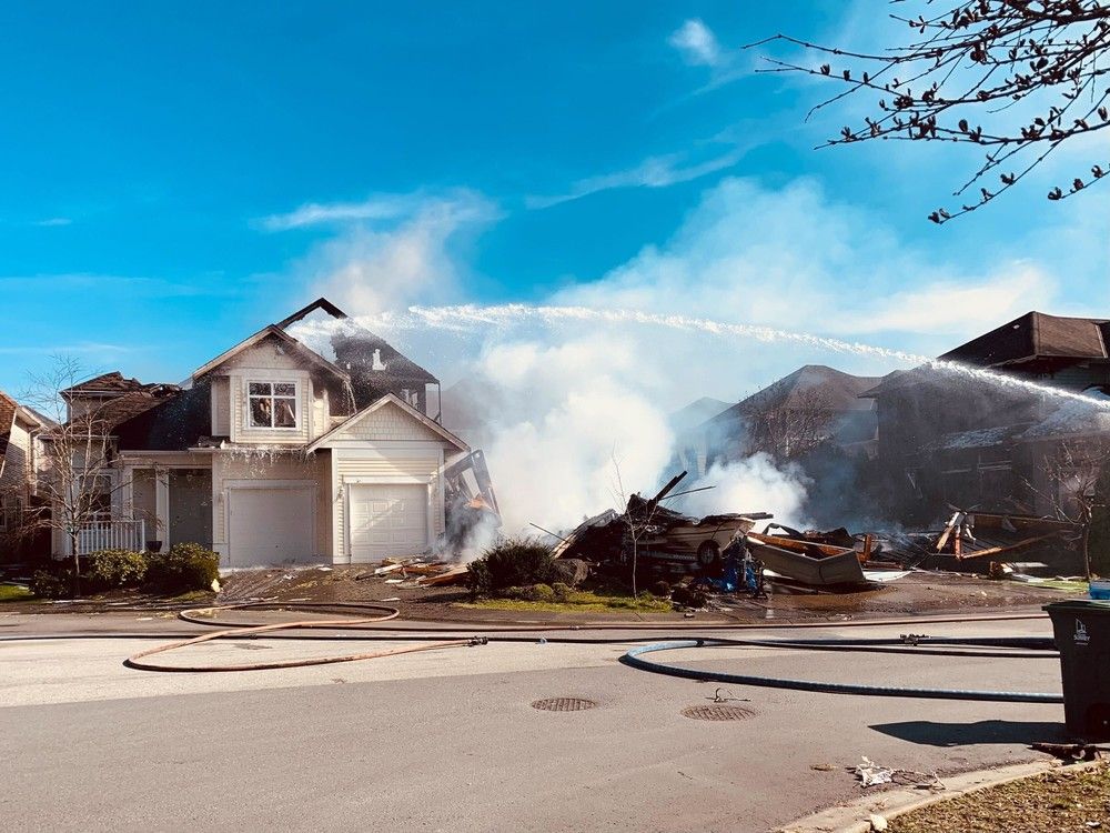 One person found dead in Langley home after explosion and fire Friday