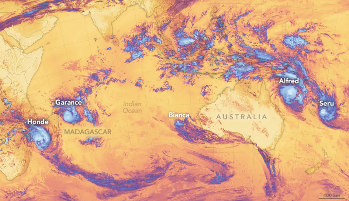 NASA Image Reveals Flurry of Six Tropical Cyclones Active at Once