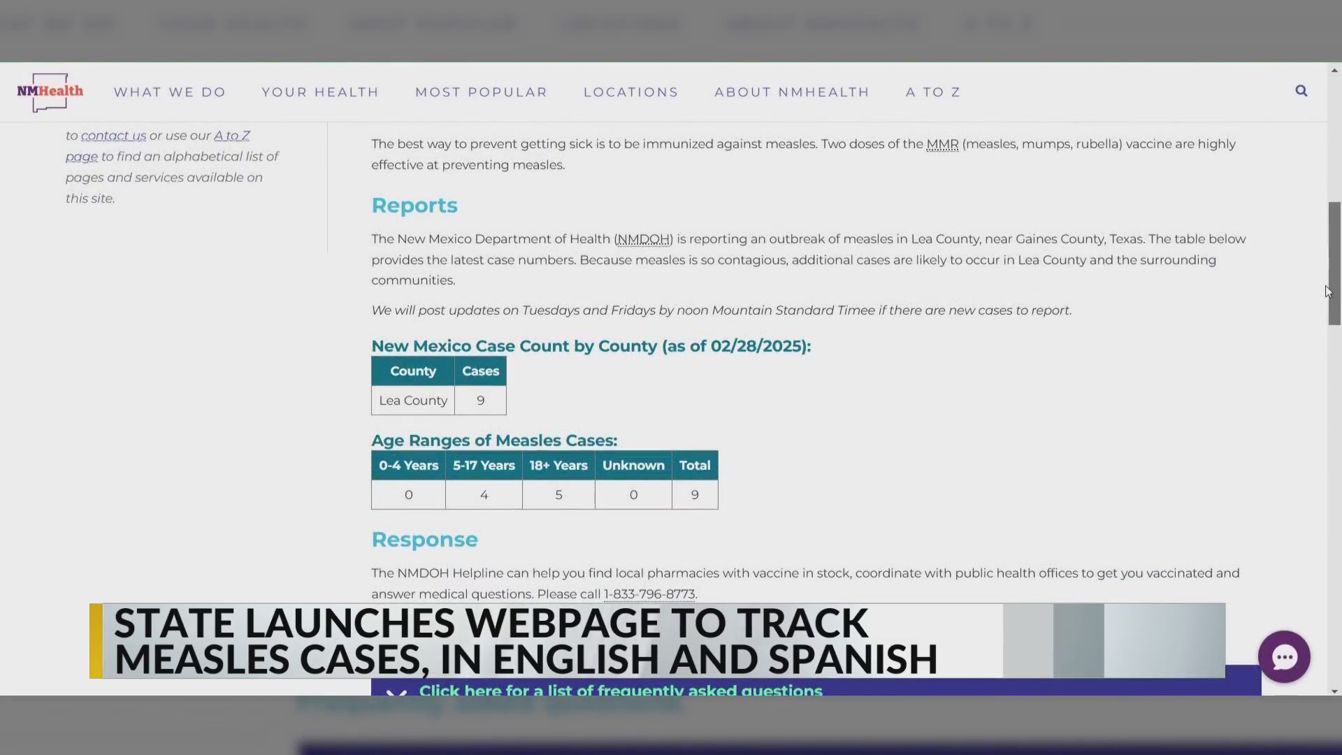 New Mexico Department of Health launches webpage to track measles cases