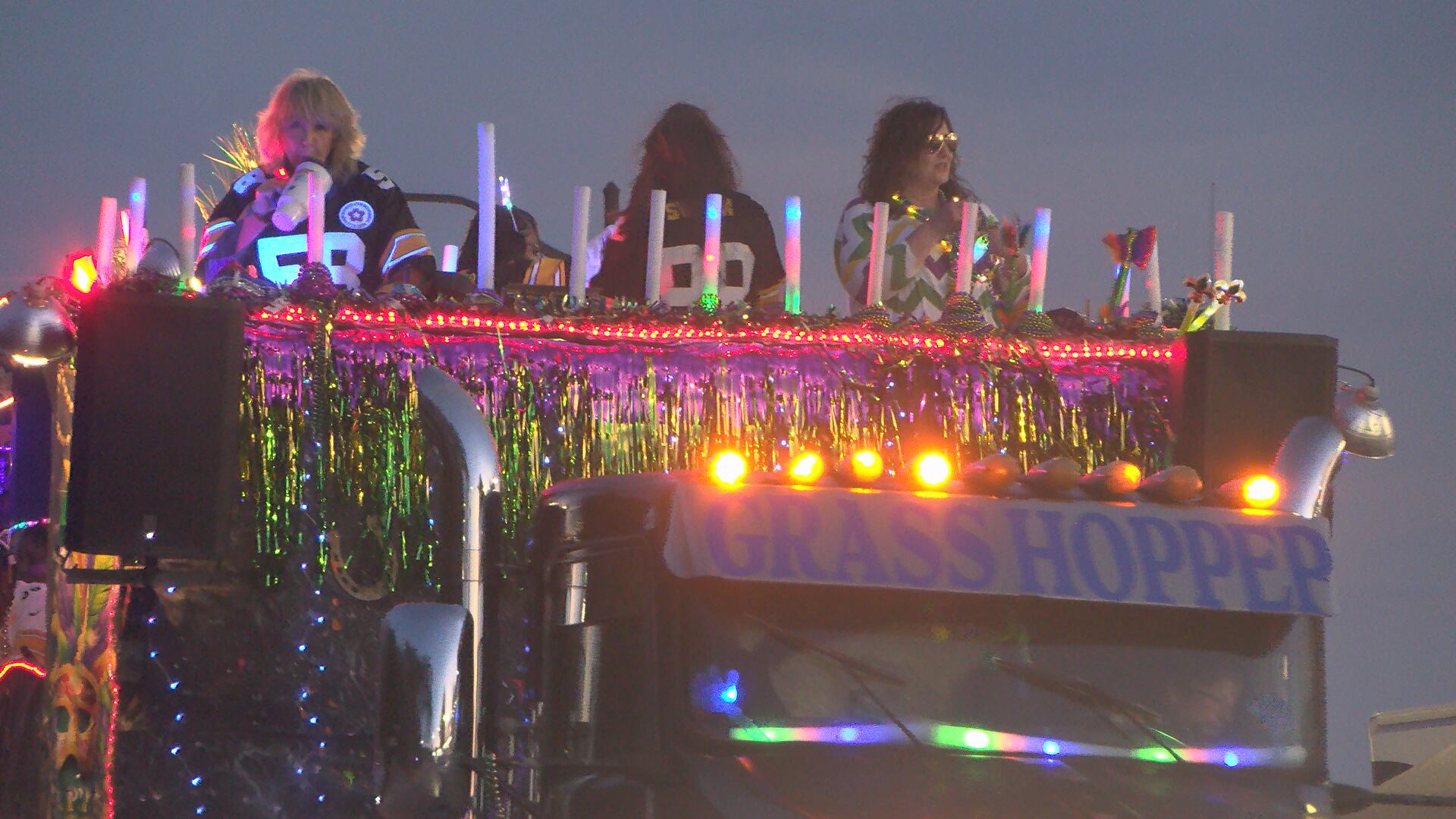 Floats light up the streets during Ocean Springs Night Parade