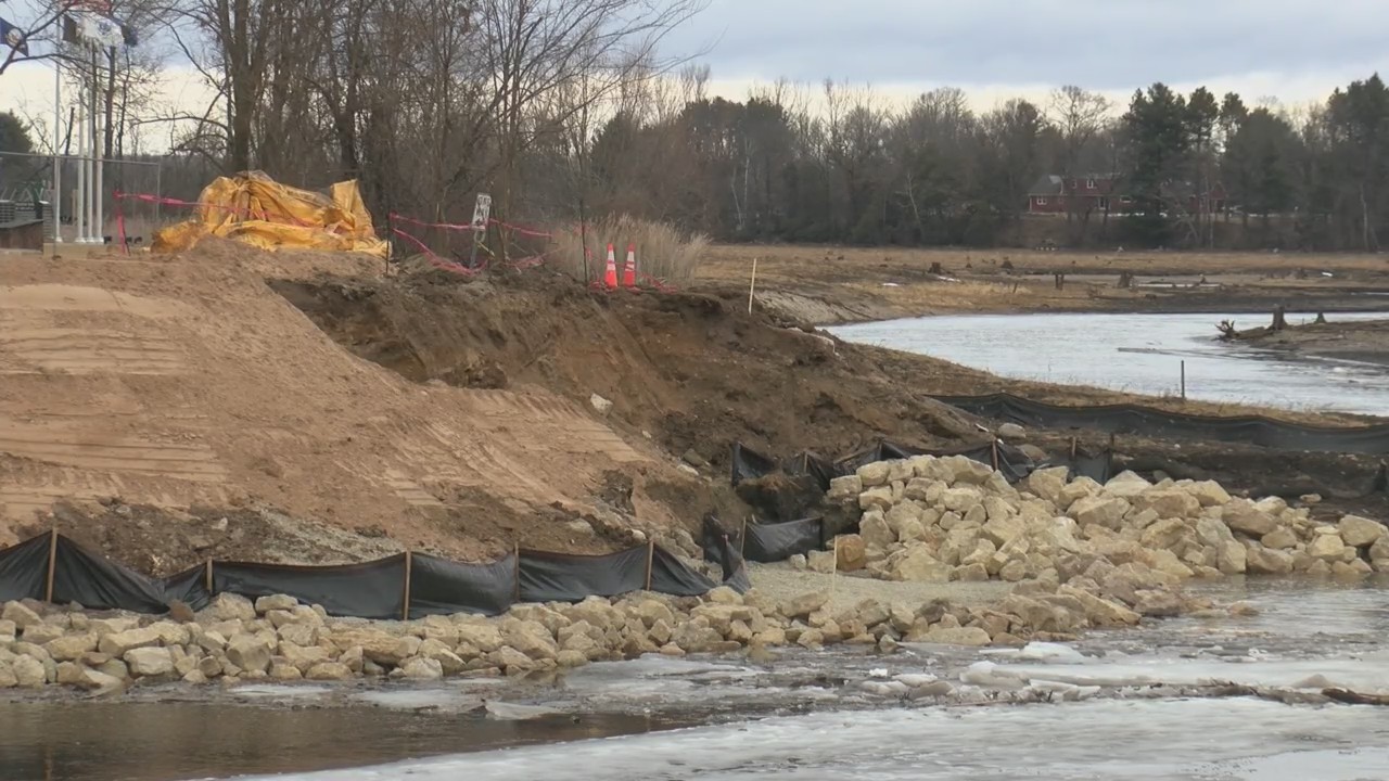 Manawa making progress on fixing washed out area near dam