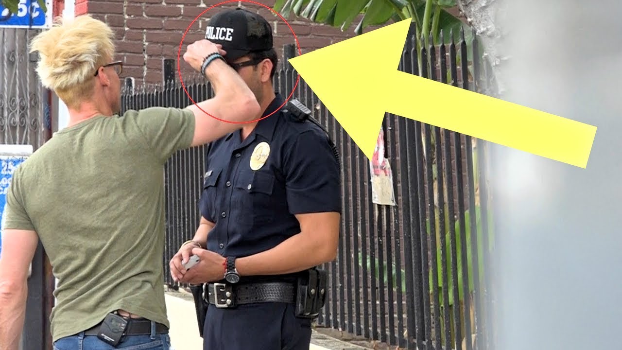 Stealing a cop's hat! (Do not attempt this!)