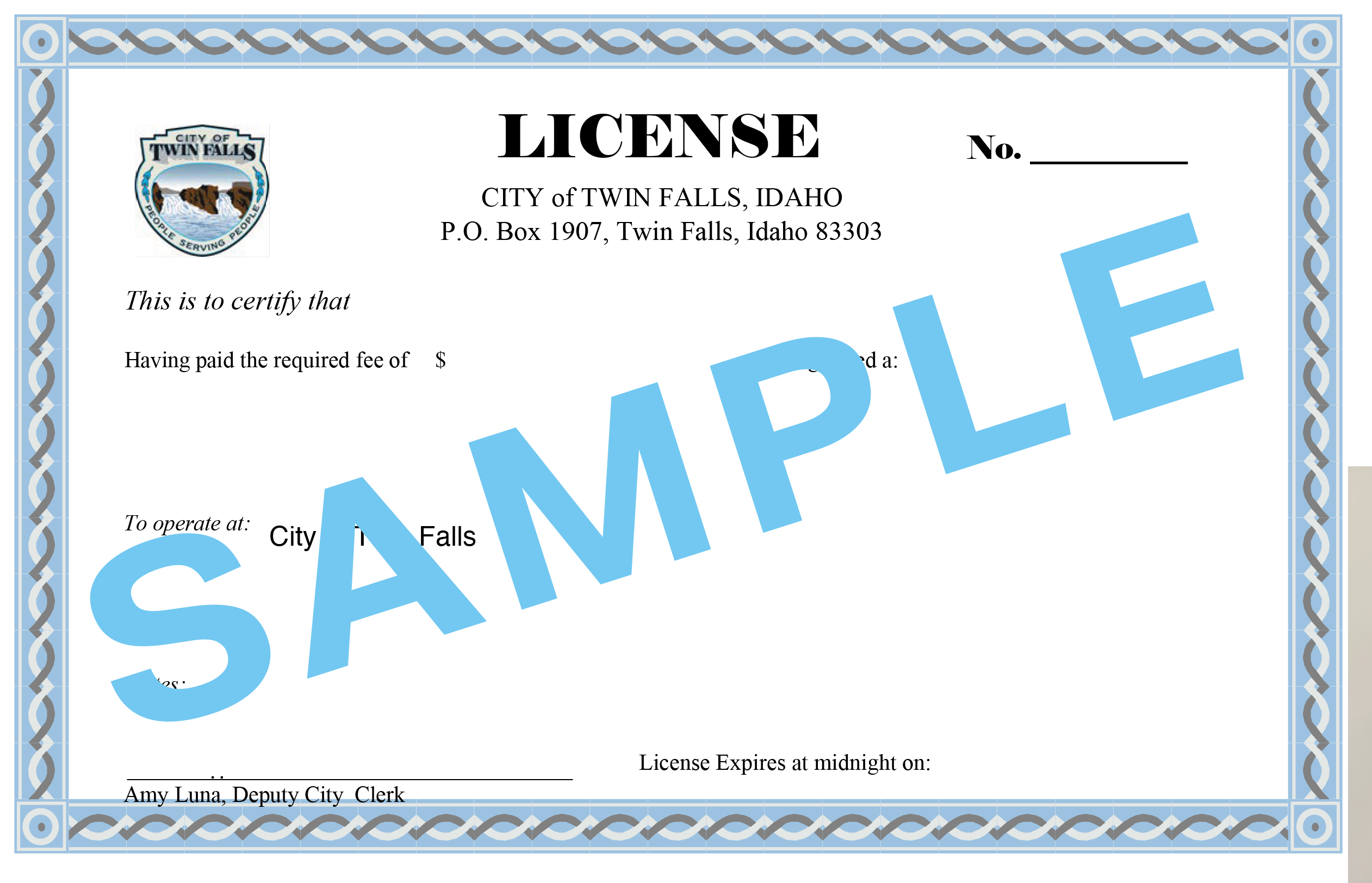 Transient vendors in City of Twin Falls must carry a city license