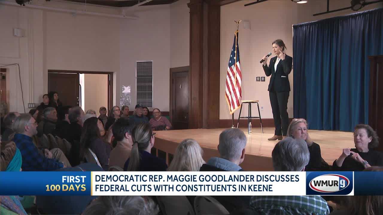 Rep. Maggie Goodlander discusses federal cuts with constituents in Keene