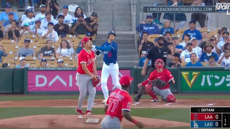 Shohei Ohtani Hits Home Run in First Spring Training At-Bat