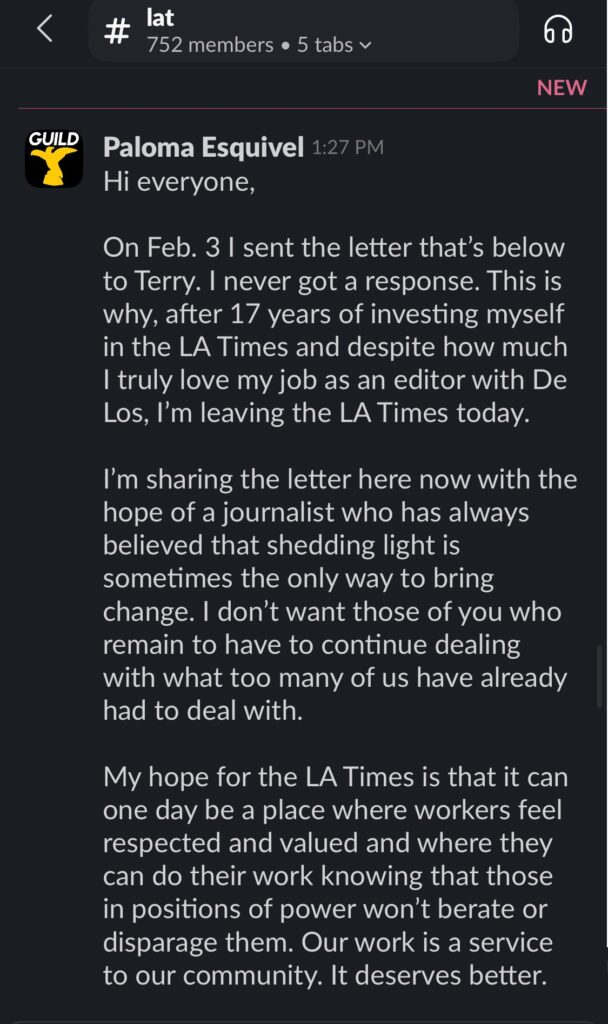 LA Times' De Los Editor Resigns, Accuses Leadership of Dismissing HR ...