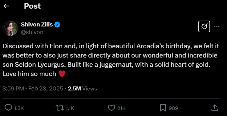 Meet Seldon Lycurgus Musk, Elon Musk’s 14th Child