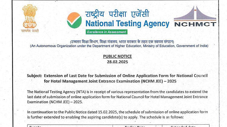 NCHM JEE 2025 Registration Deadline Extended Till March 15; Apply NOW ...