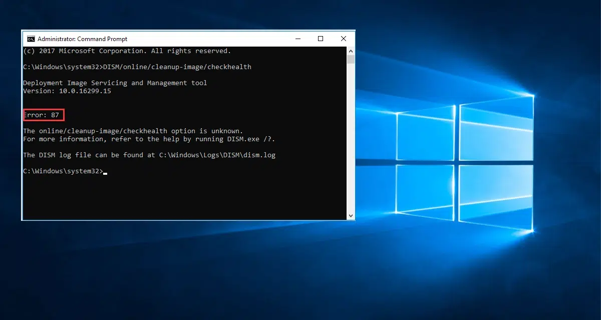 Cómo solucionar el error 87 de DISM en Windows