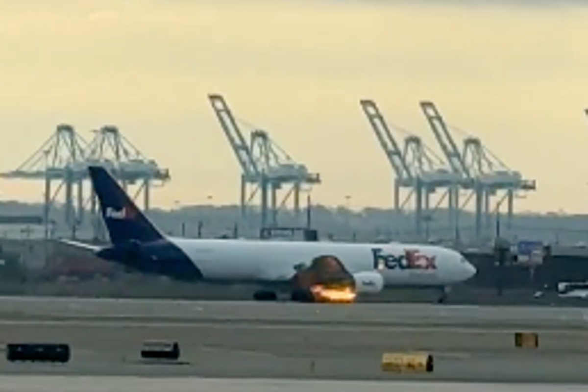 FedEx plane catches fire just after takeoff following birdstrike ...
