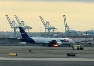 FedEx plane on fire as harrowing video shows aircraft dive to airport ...