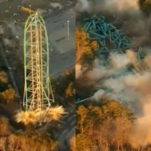 World's once-tallest and fastest rollercoaster collapses in 'implosion' World's once-tallest and fastest rollercoaster collapses in 'implosion'