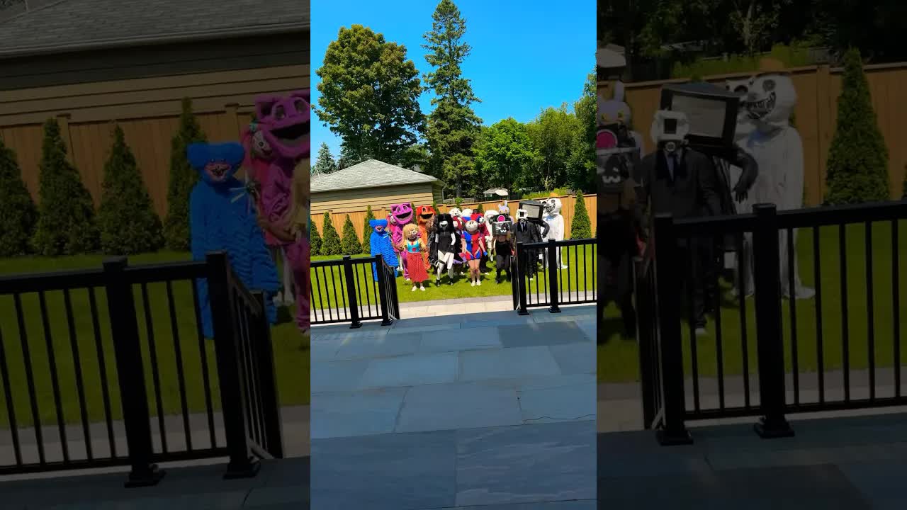 Costumed Characters Dancing Outdoors