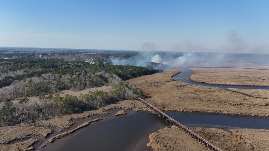 Crews respond to large brush fire in Hanahan