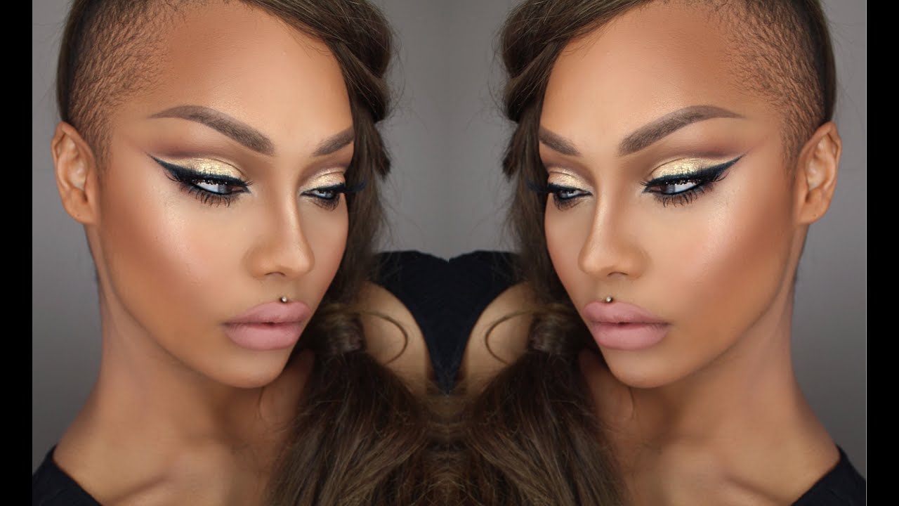 GOLD GLITTER CUT CREASE AND EASY HAIR STYLE FOR PROM | SONJDRADELUXE