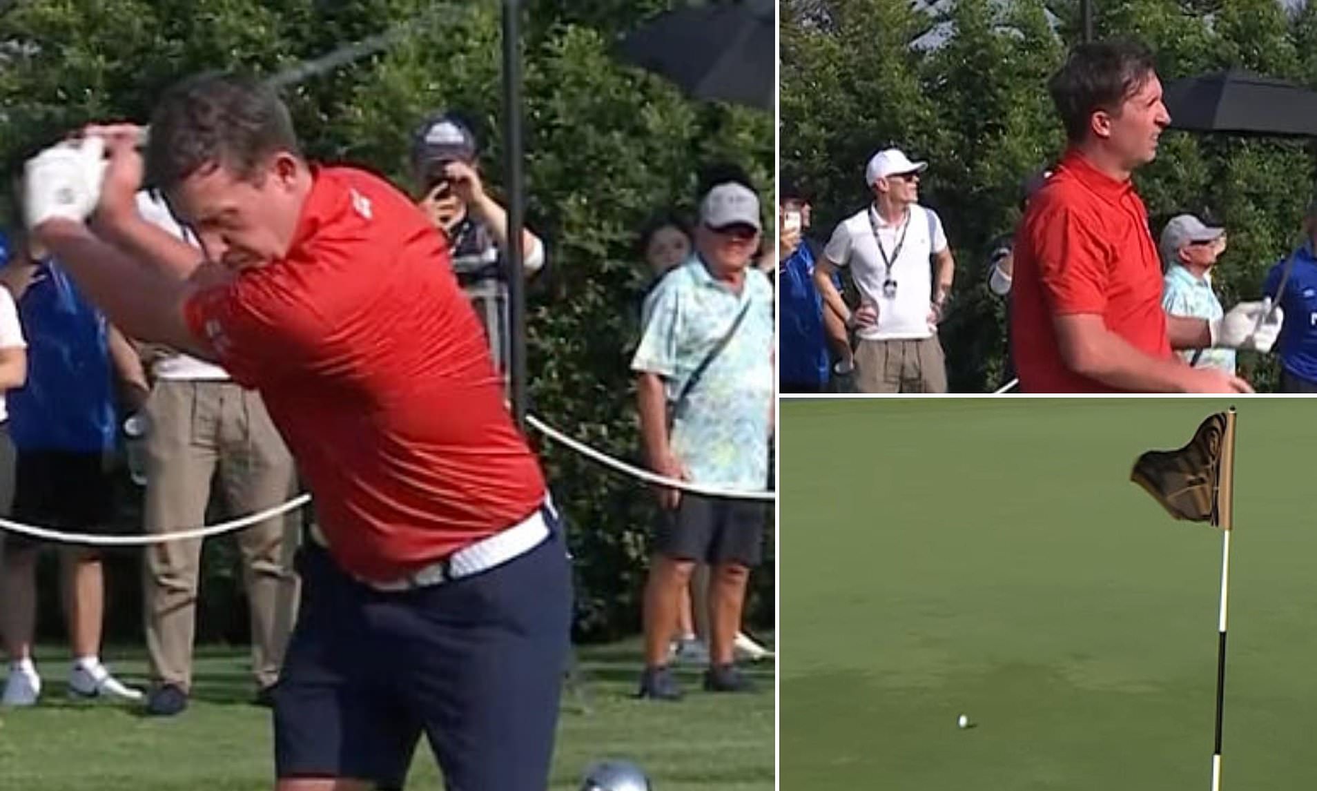 The moment Robbie Fowler comes agonosingly close to winning $10m Swing ...