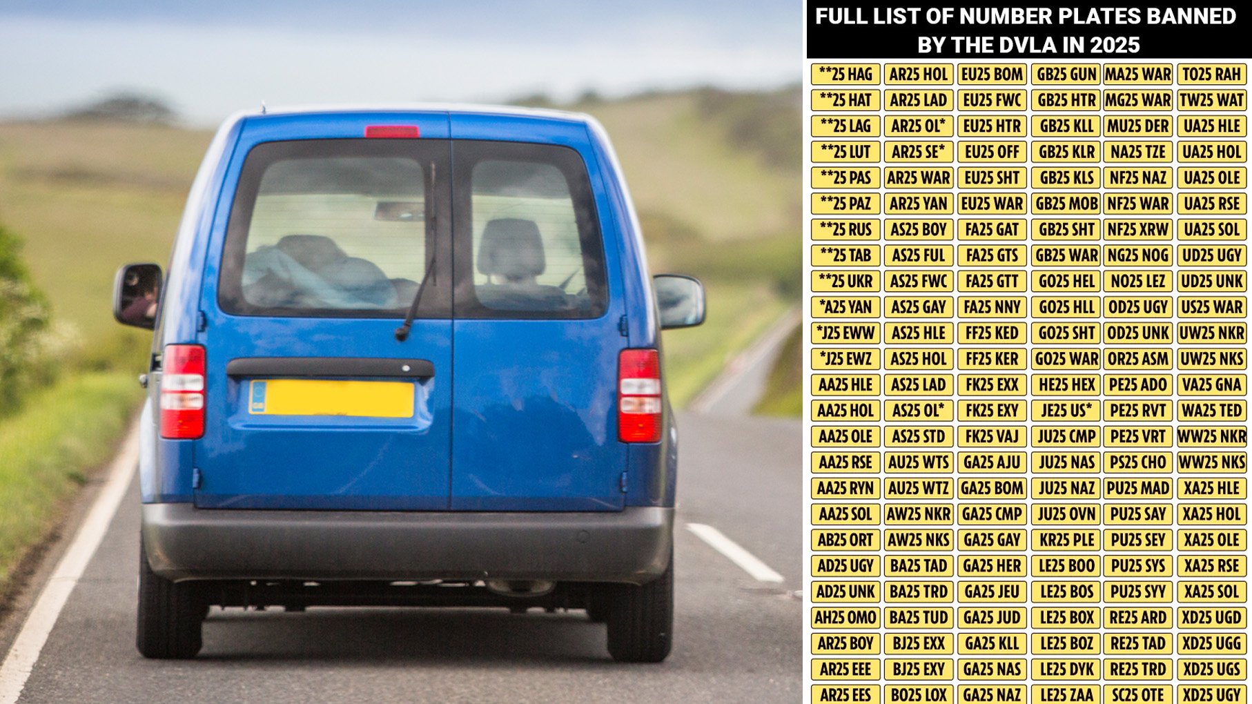 Full list of number plates which are so rude they have been banned by ...