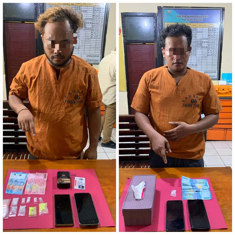 Polsek Tapung Ringkus Dua Pengedar Sabu dan Pil Ekstasi