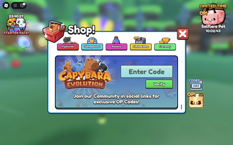 Capybara Evolution Codes (March 2025)