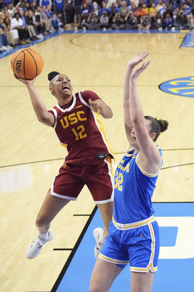 JuJu Watkins scores 30, No. 4 USC defeats No. 2 UCLA 80-67 to win 1st Big Ten regular-season title