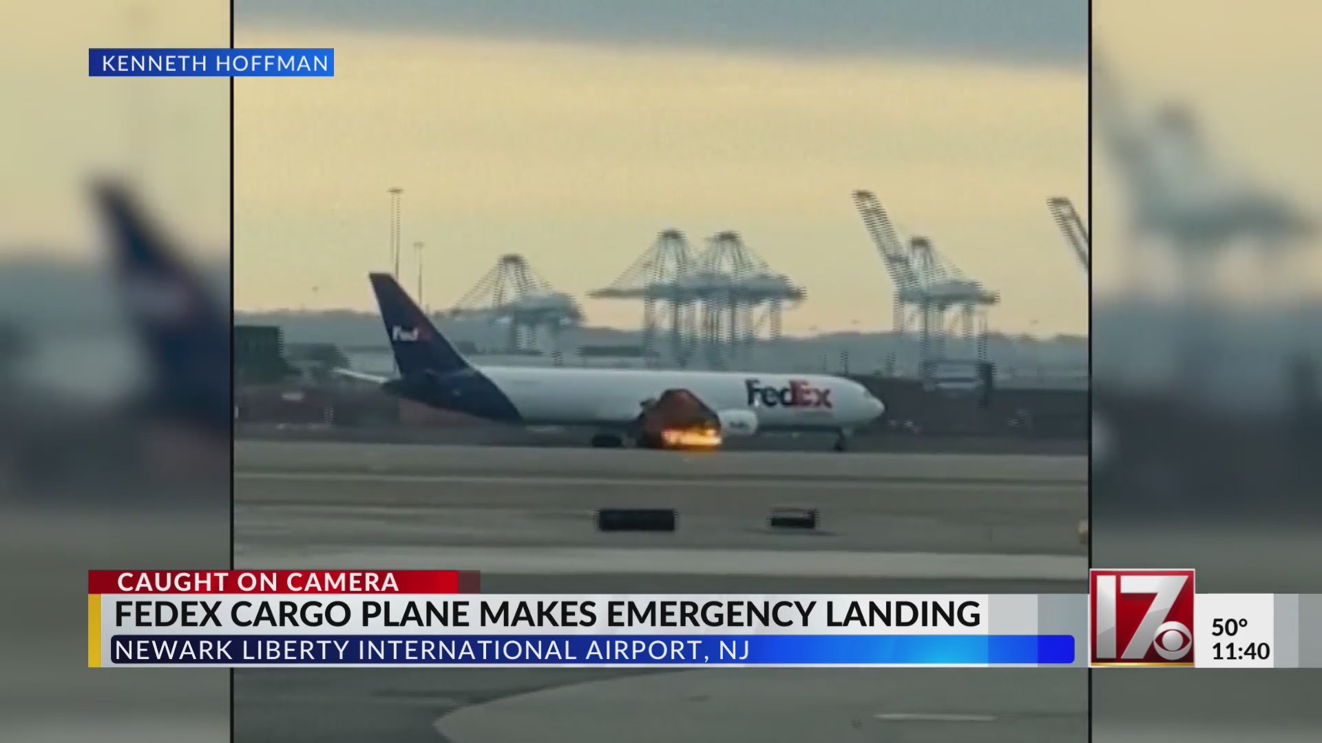 Fire from FedEx plane in NJ emergency landing