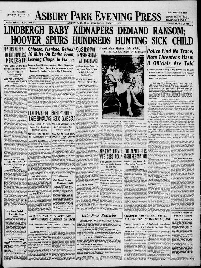 The Lindbergh baby kidnapping: From the Asbury Park Press Archives