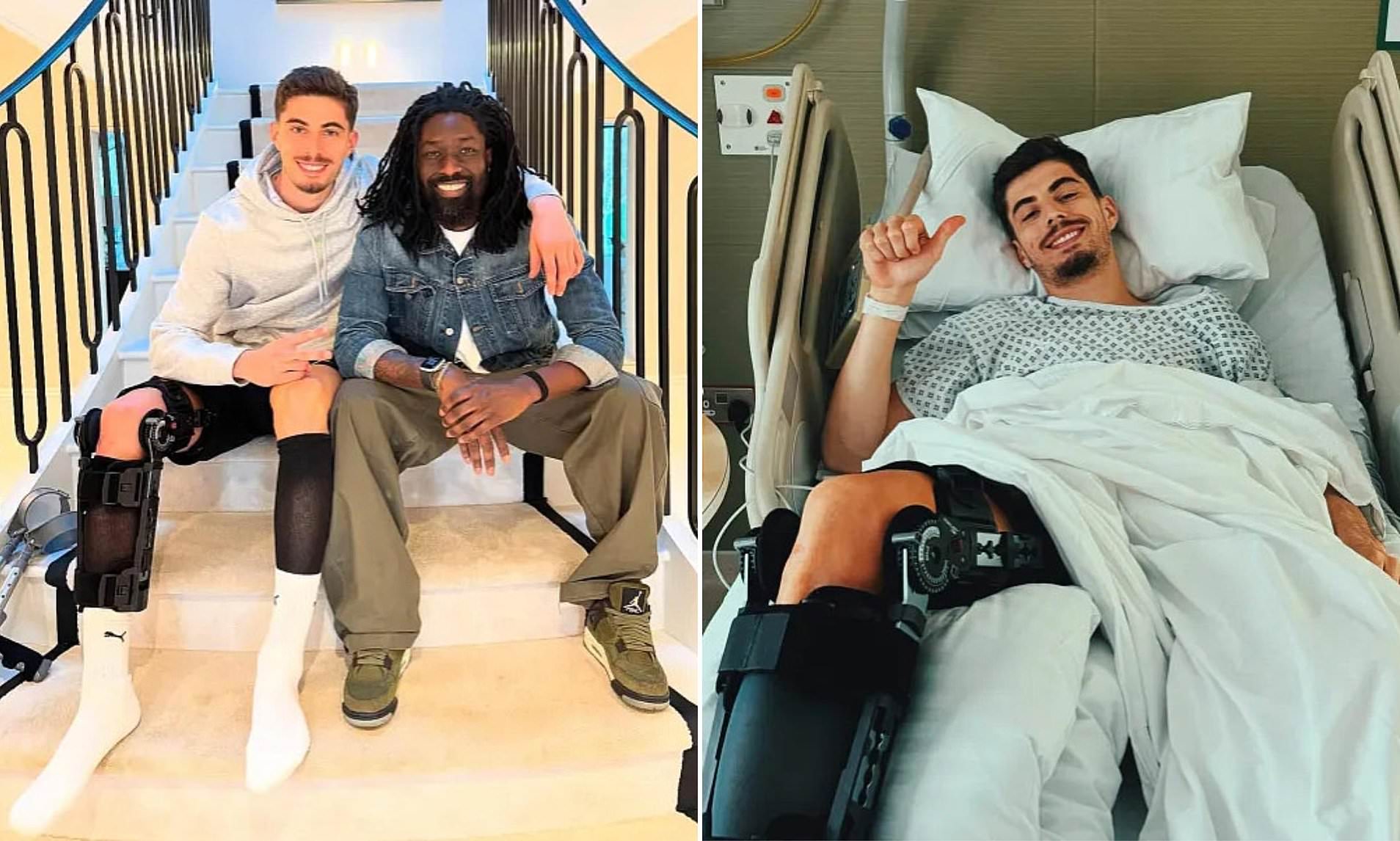 Kai Havertz poses for a picture in a knee brace - as Arsenal forward ...