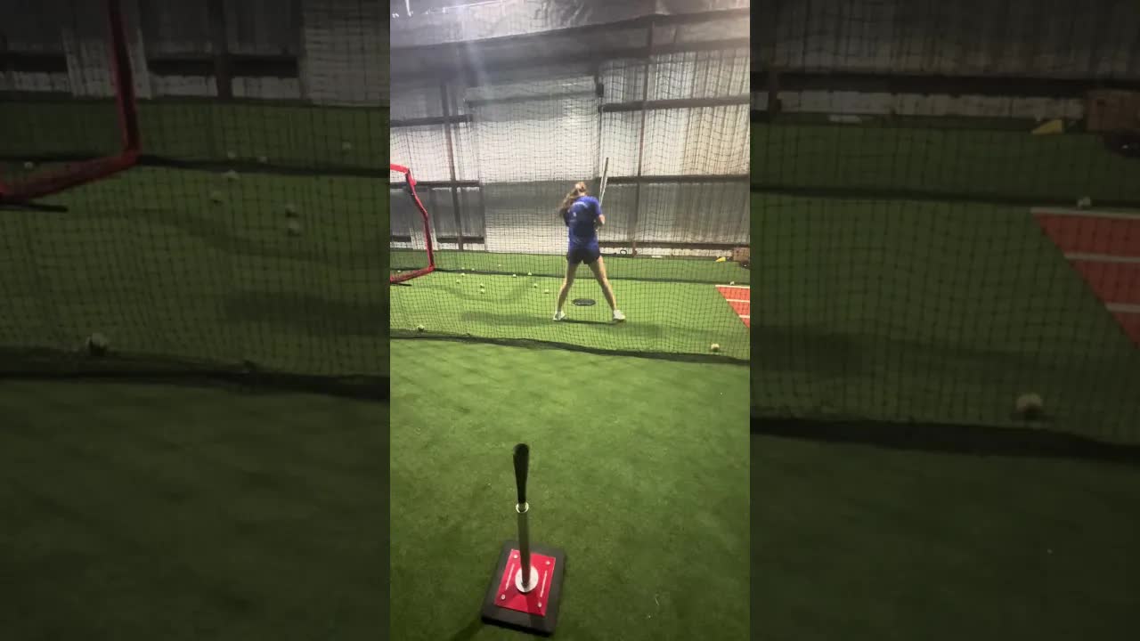 Girl Crushing Softball Batting Practice