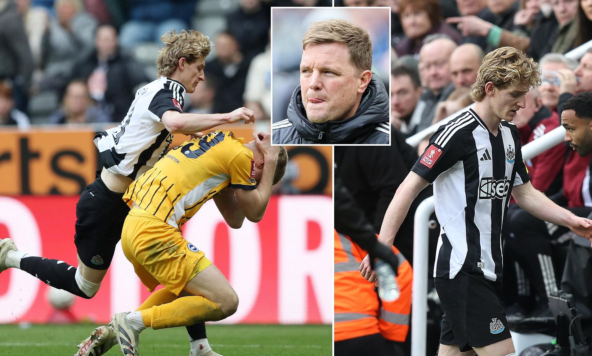 Eddie Howe gives his verdict on Anthony Gordon's 'harsh' red card with ...